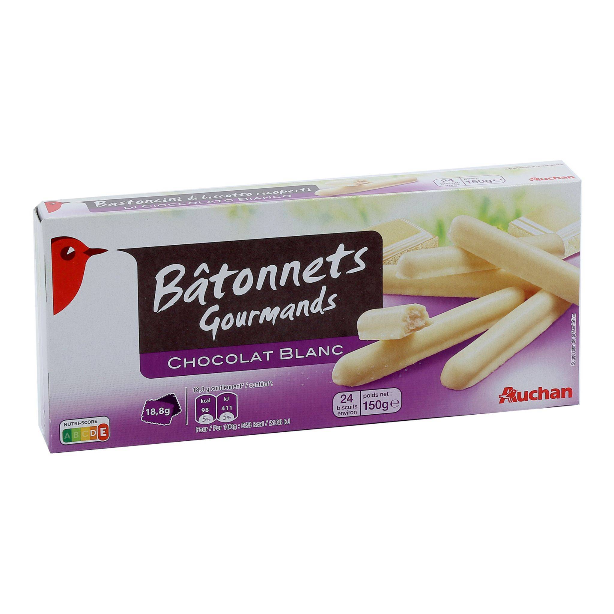 Auchan - Bâtonnets gourmands chocolat blanc 150g