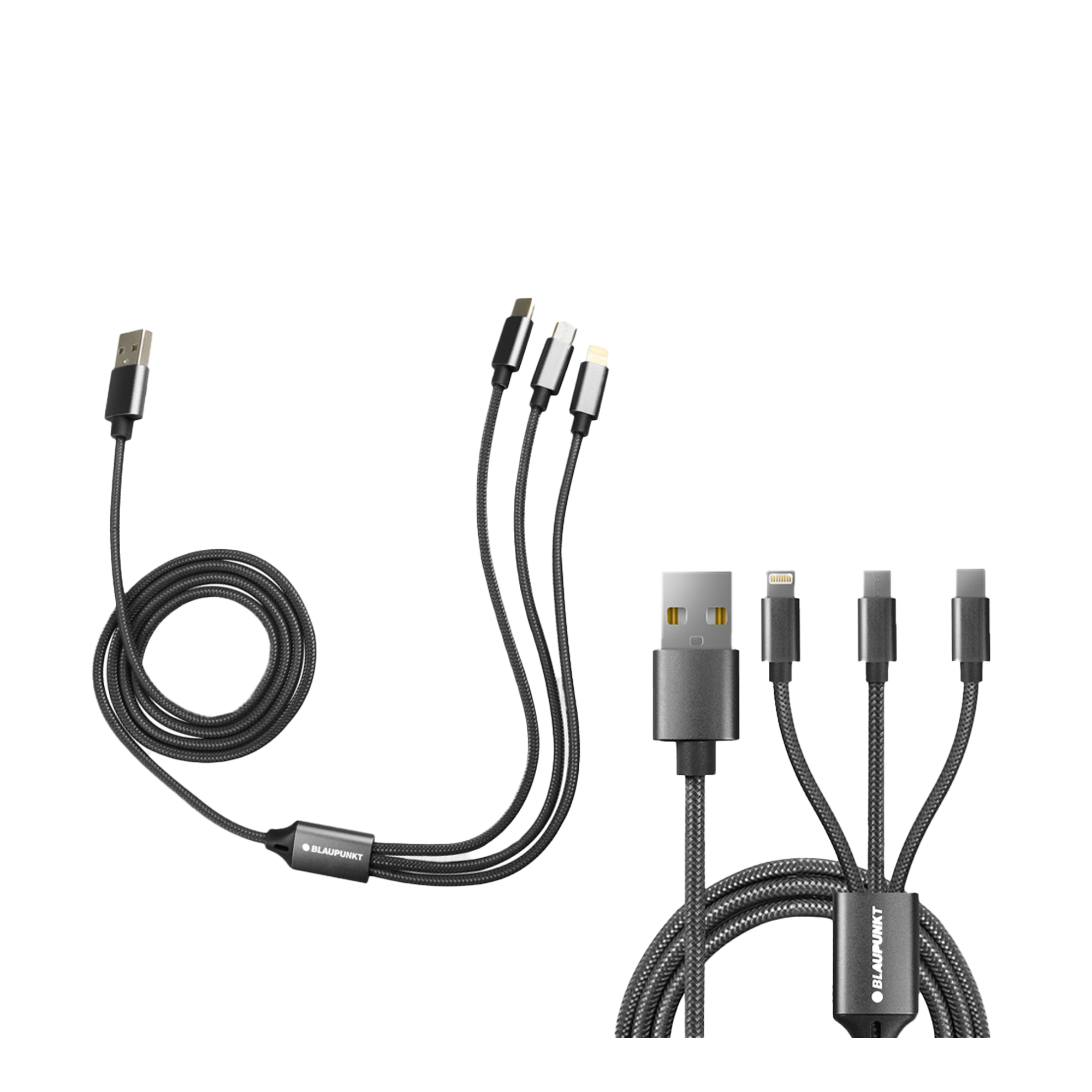 Auchan - Câble USB 3-en-1 Lightning / Micro USB / Type-C - Noir