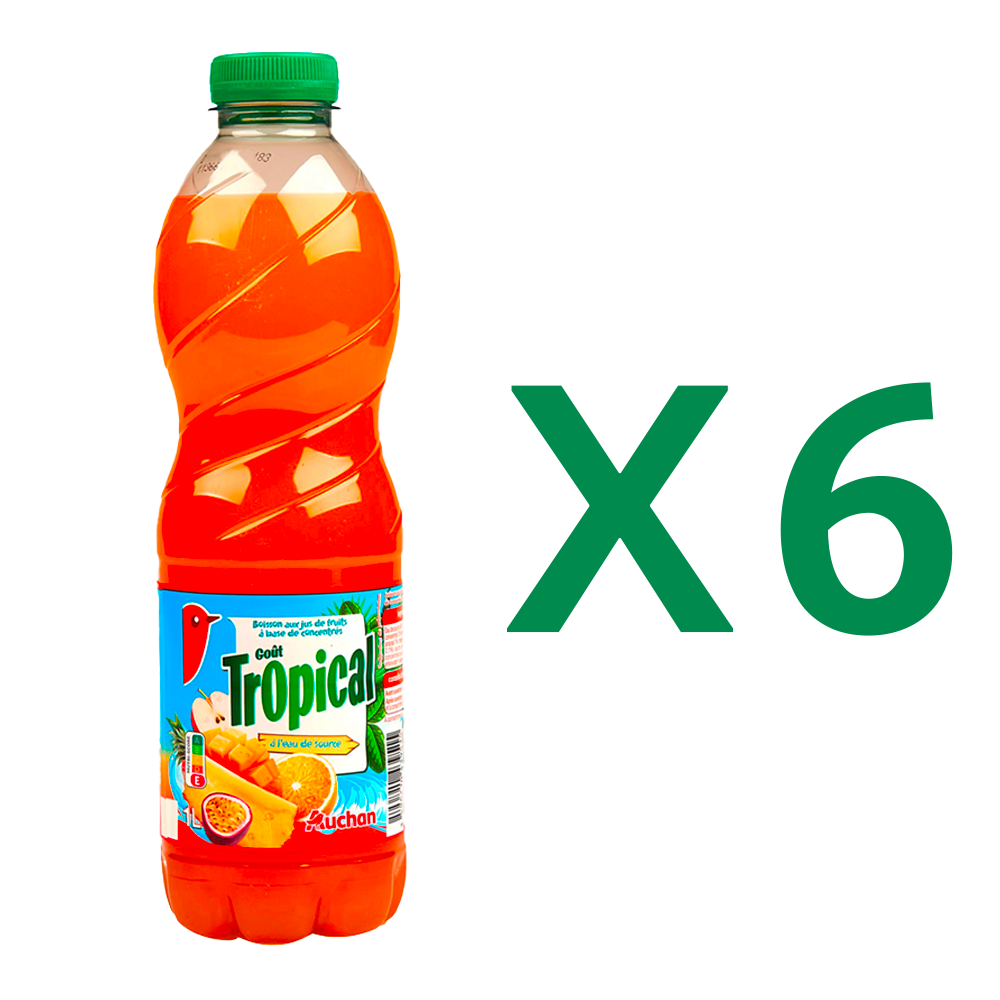 Auchan - Tropical boisson aux jus de fruits 1L - Lot de 6