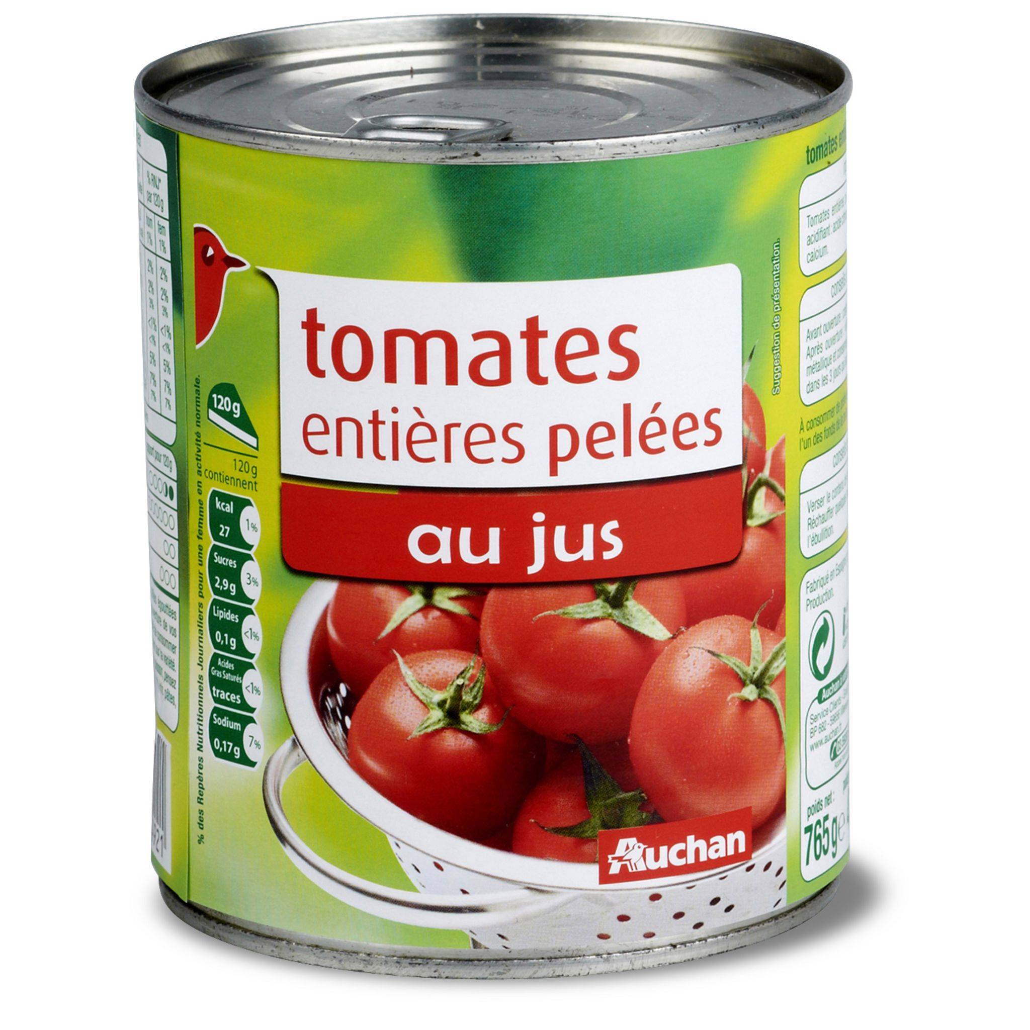 Auchan - Tomate entières pelées 476g