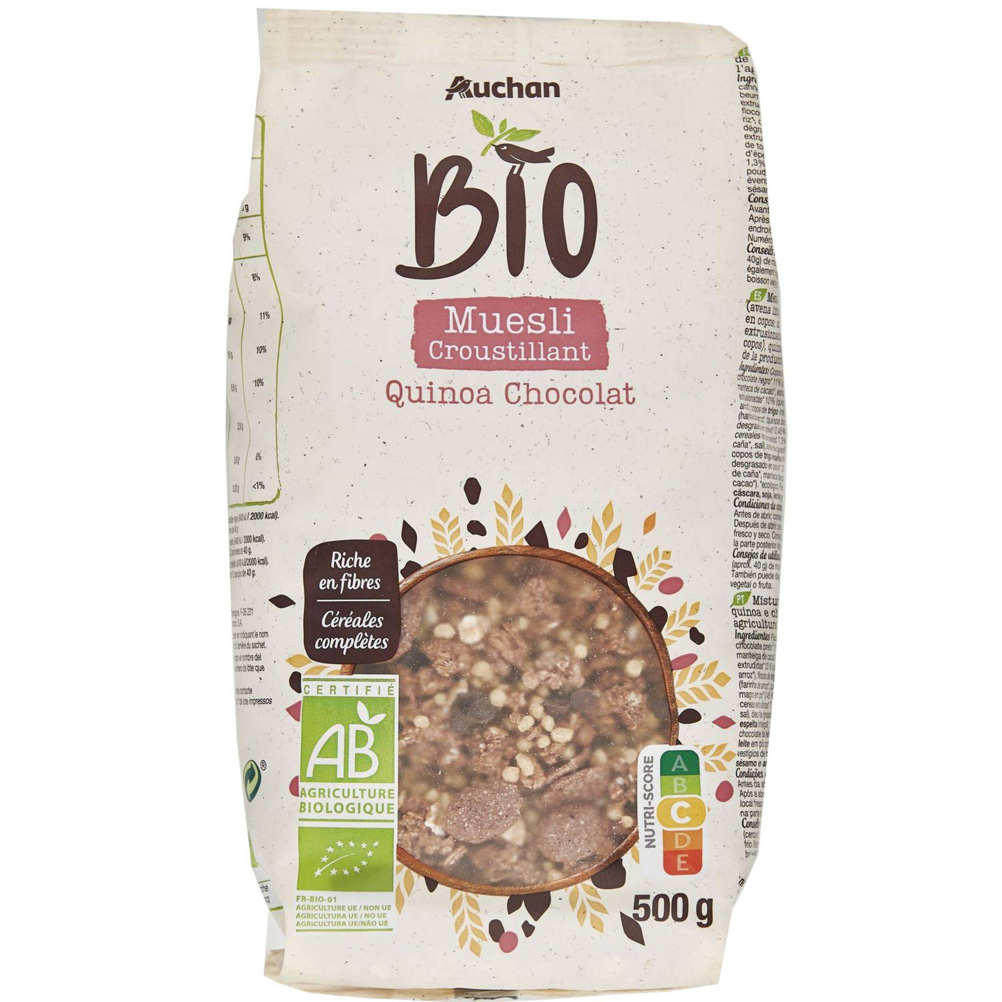 Auchan - Muesli croustillant quinoa chocolat 500g