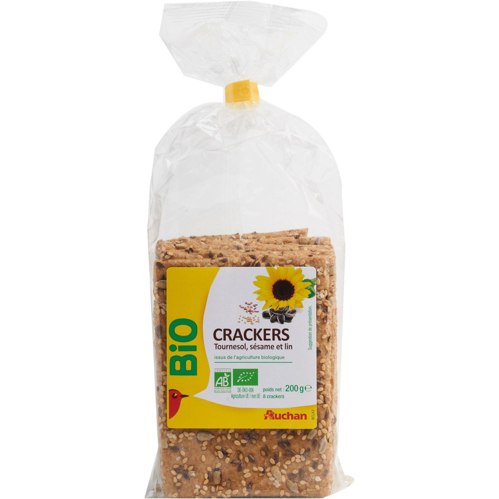 Auchan - Crackers tournesol, sésame et lin 200g