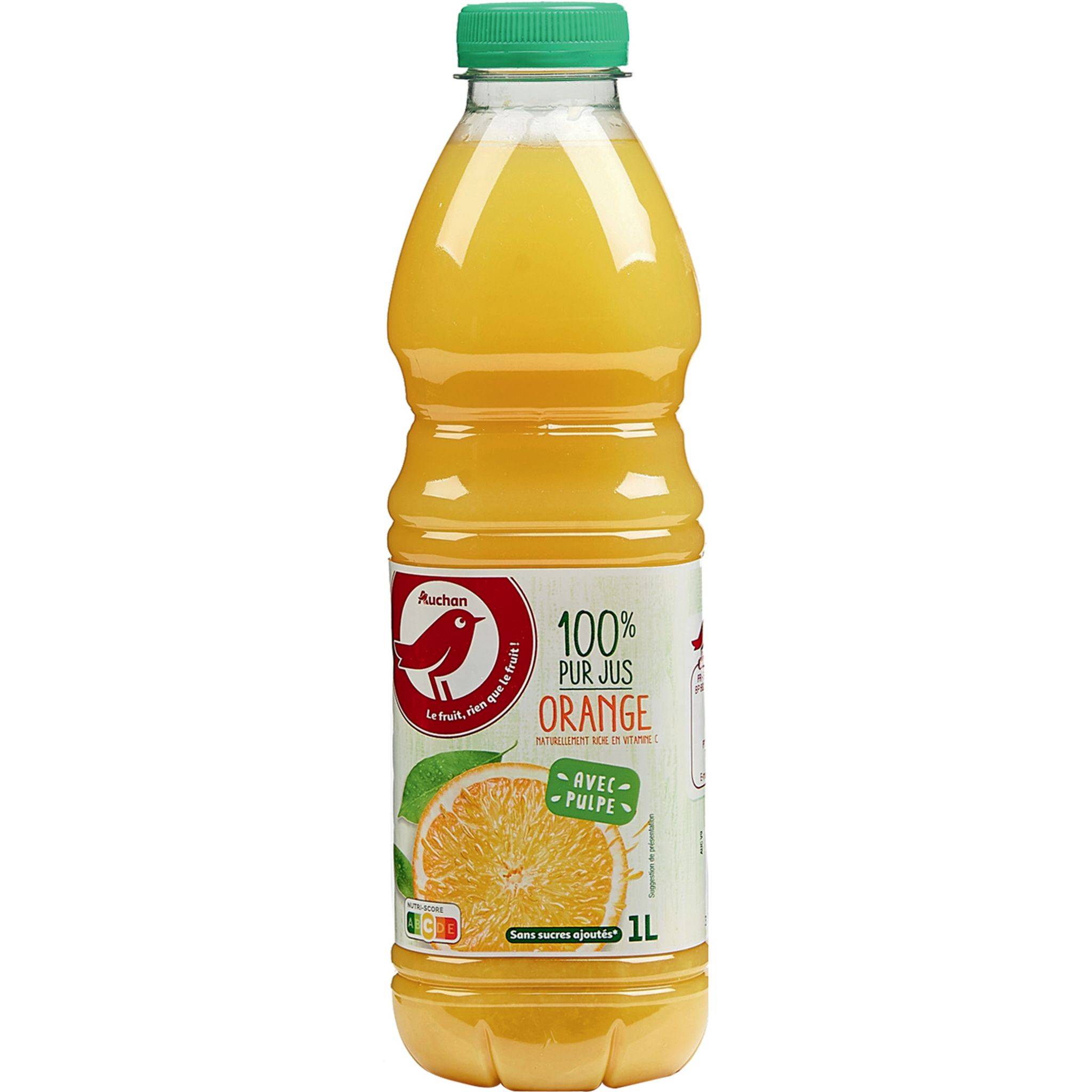 Auchan - 100% pur jus orange avec pulpe 1L