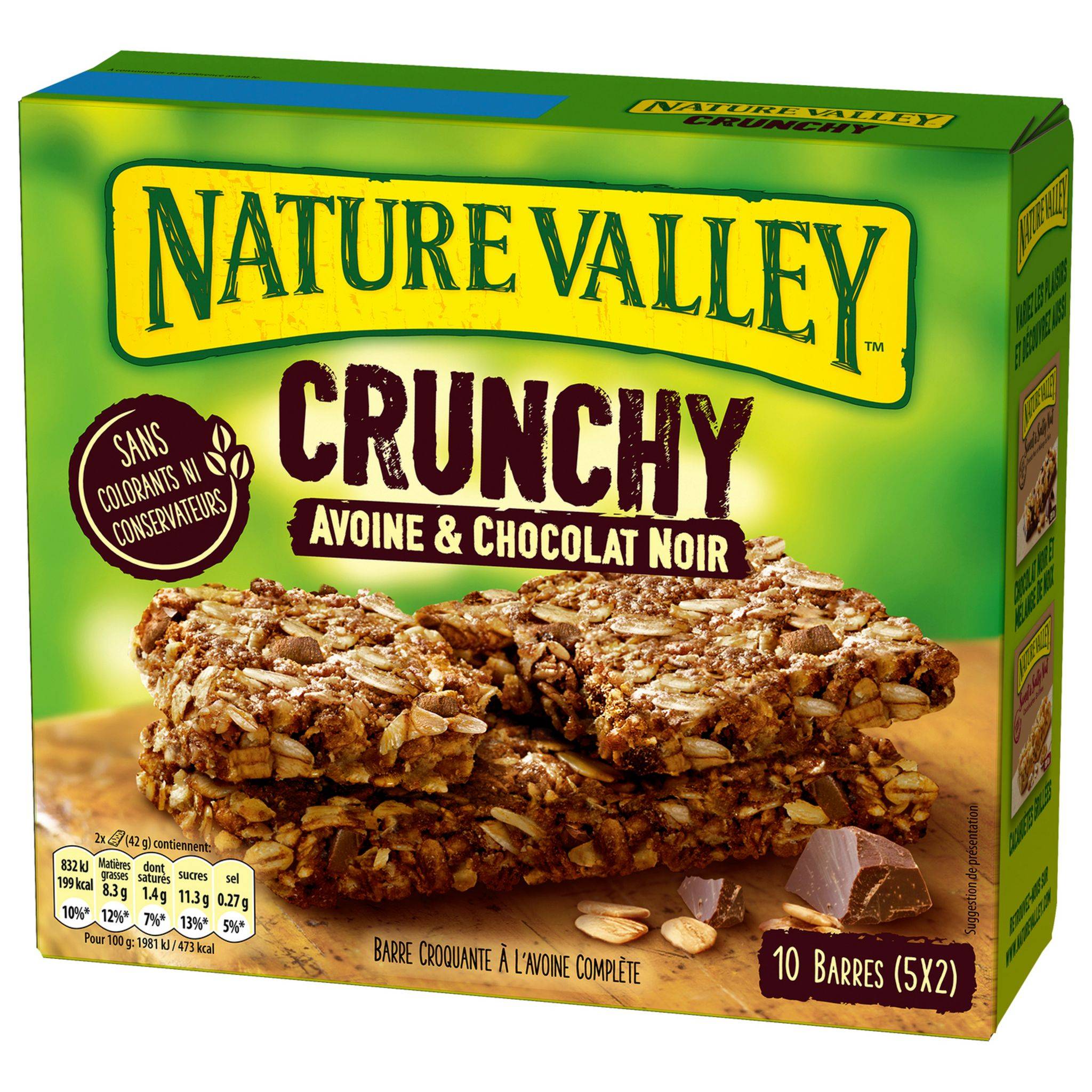 Auchan - Barres de céréales crunchy avoine & chocolat noir x10 210g