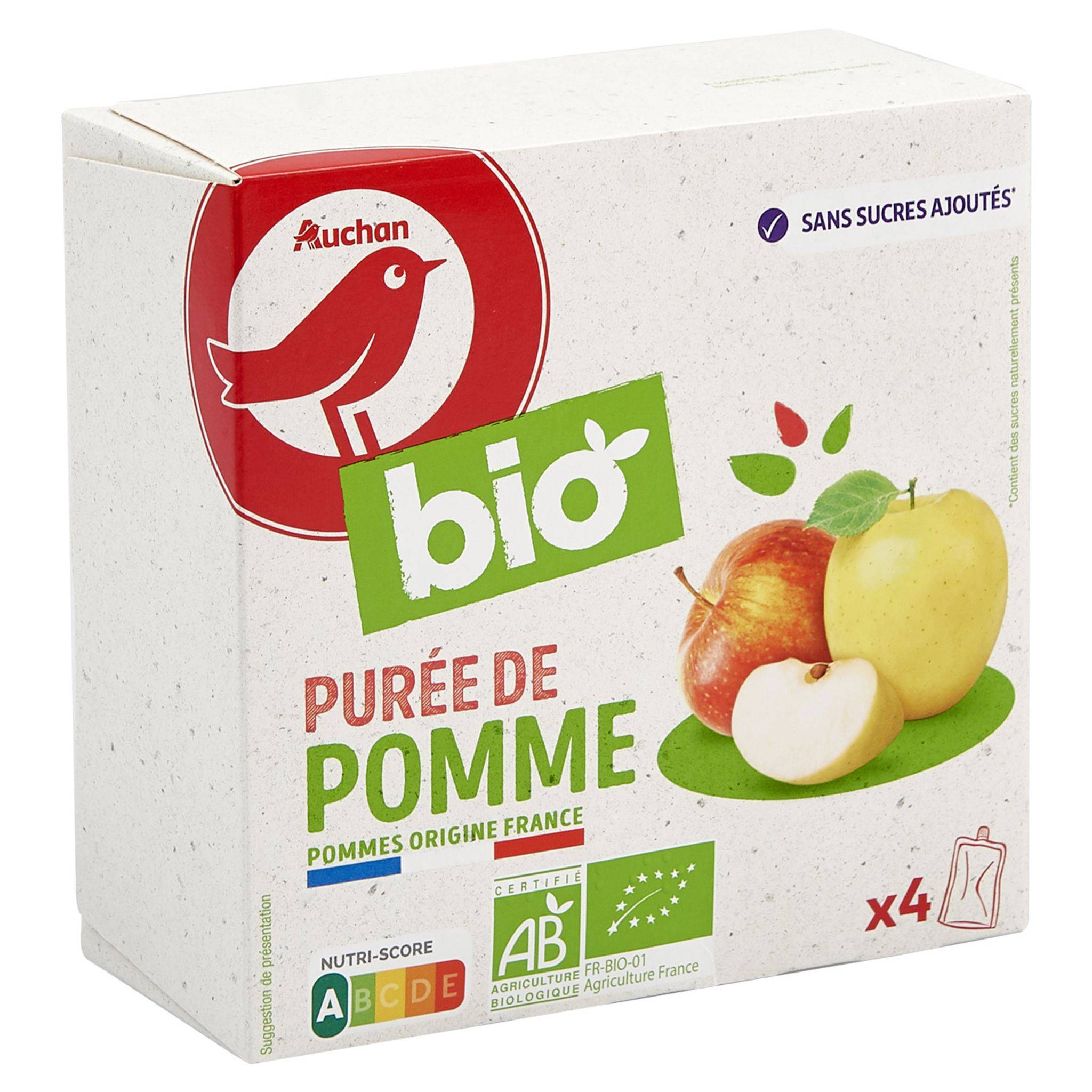 Auchan - Purée de pomme sans sucres ajoutés 360g